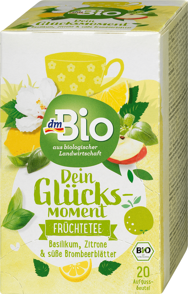 dmBio Früchtetee "Dein Glücksmoment" mit Basilikum, Zitrone & süße ...