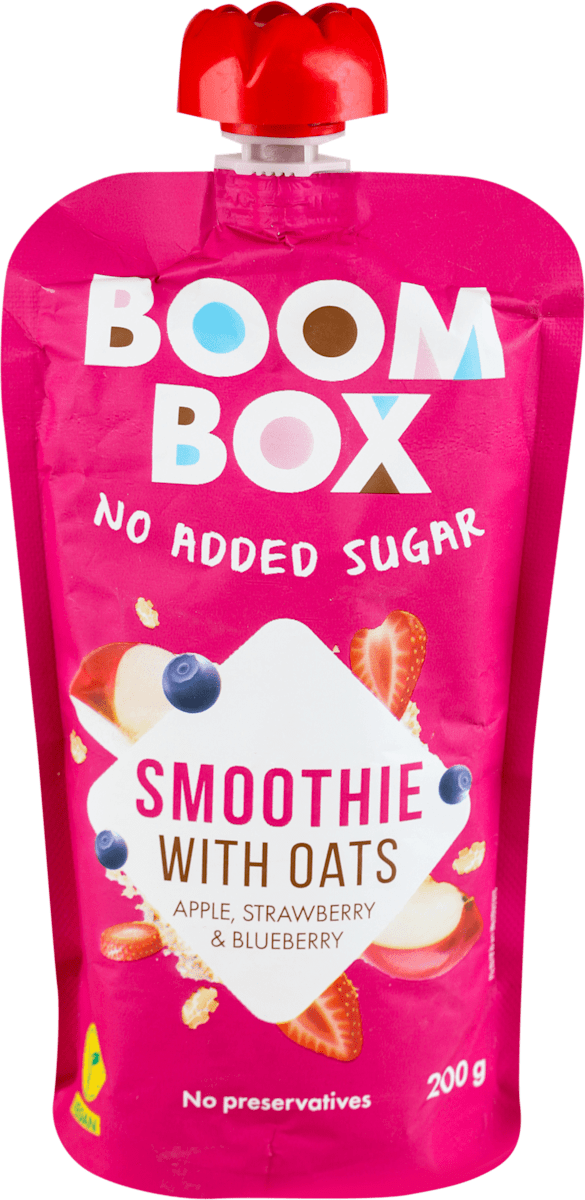 BOOM BOX SMOOTHIE pasterizovana kaša - ovsene pahuljice, jabuka, jagoda ...