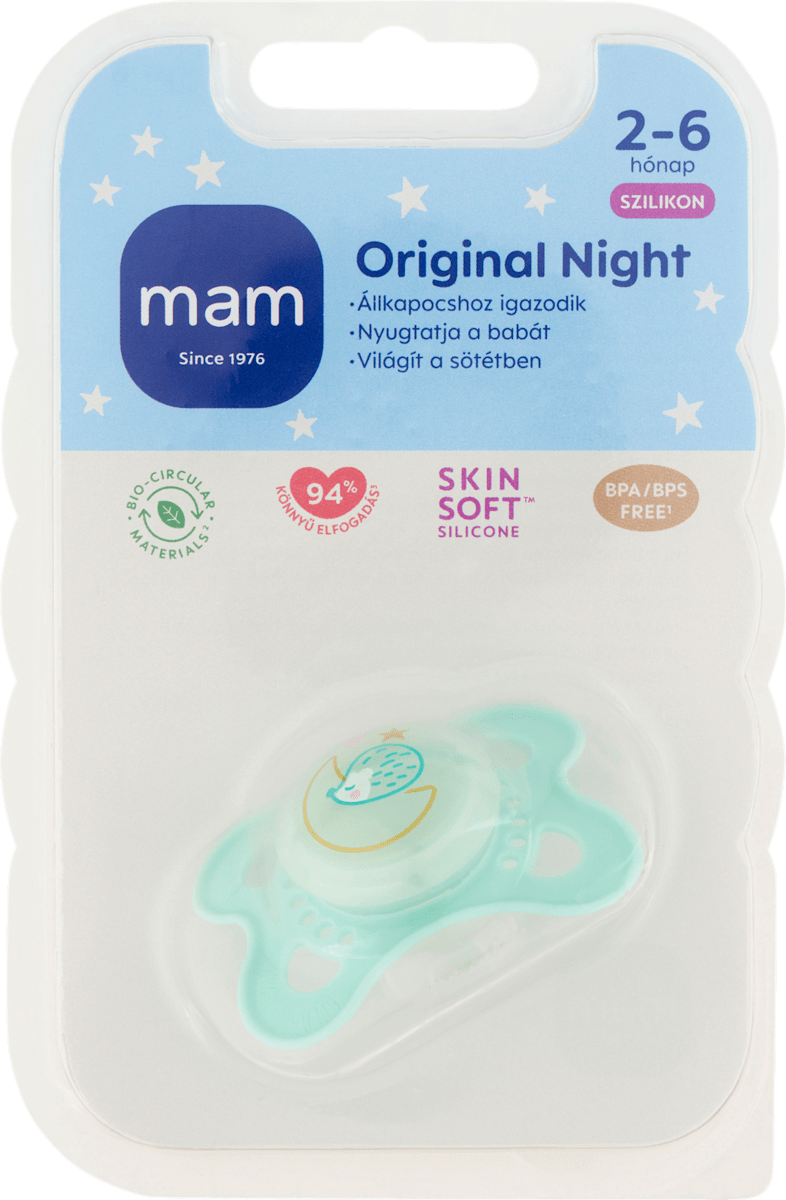 mam Original Night éjszakai szilikon cumi, 2-6 hónapos korig, többféle ...