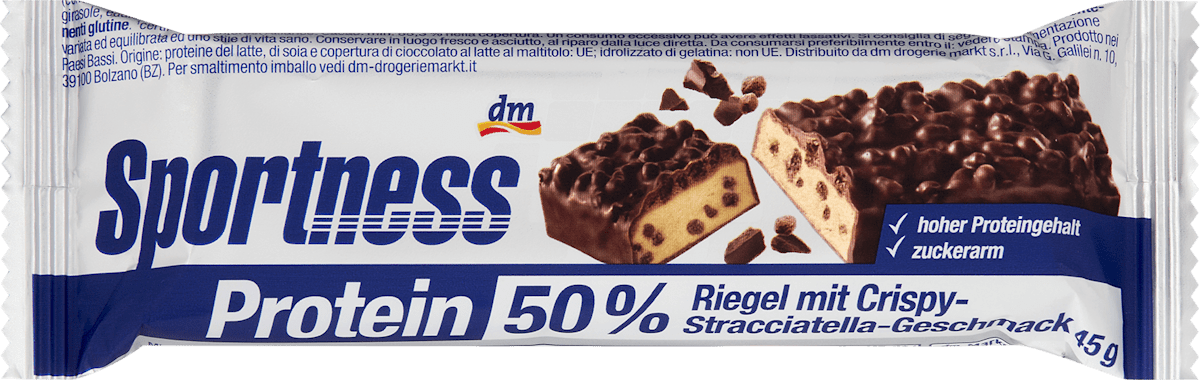 Sportness Proteinriegel 50%, Crispy Stracciatella Geschmack, 45 g ...