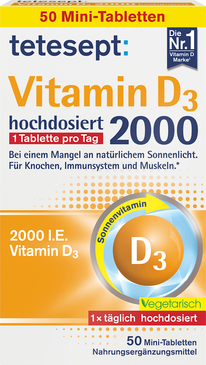 tetesept Vitamin D3 2000 I.E Tabletten 50 St, 15,3 g dauerhaft günstig ...