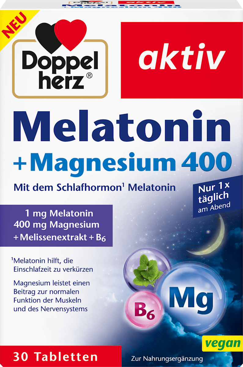 Doppelherz Melatonin + Magnesium 400 Tabletten 30 St, 39 g dauerhaft ...