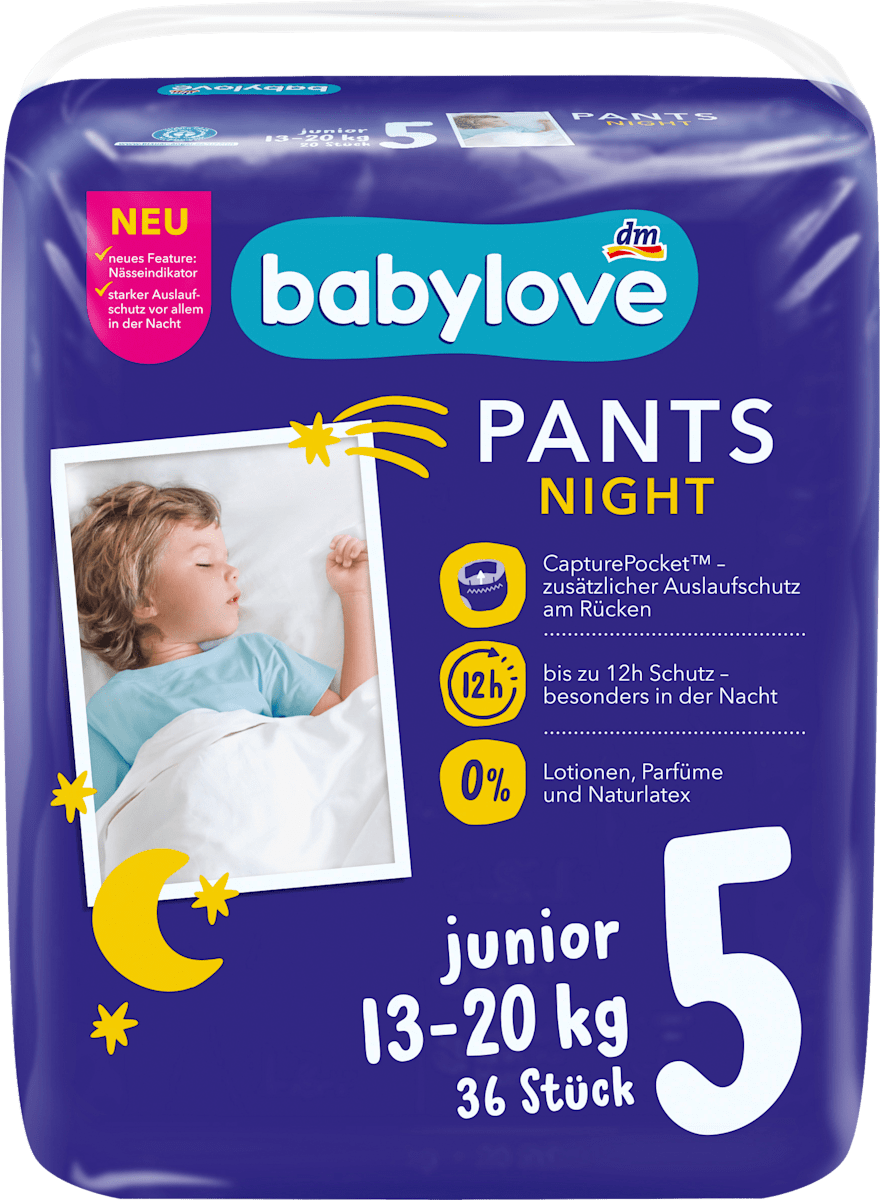 babylove Premium noćne pelene gaćice junior vel. 5 (13-20 kg), 36 kom. | dm-drogeriemarkt.ba