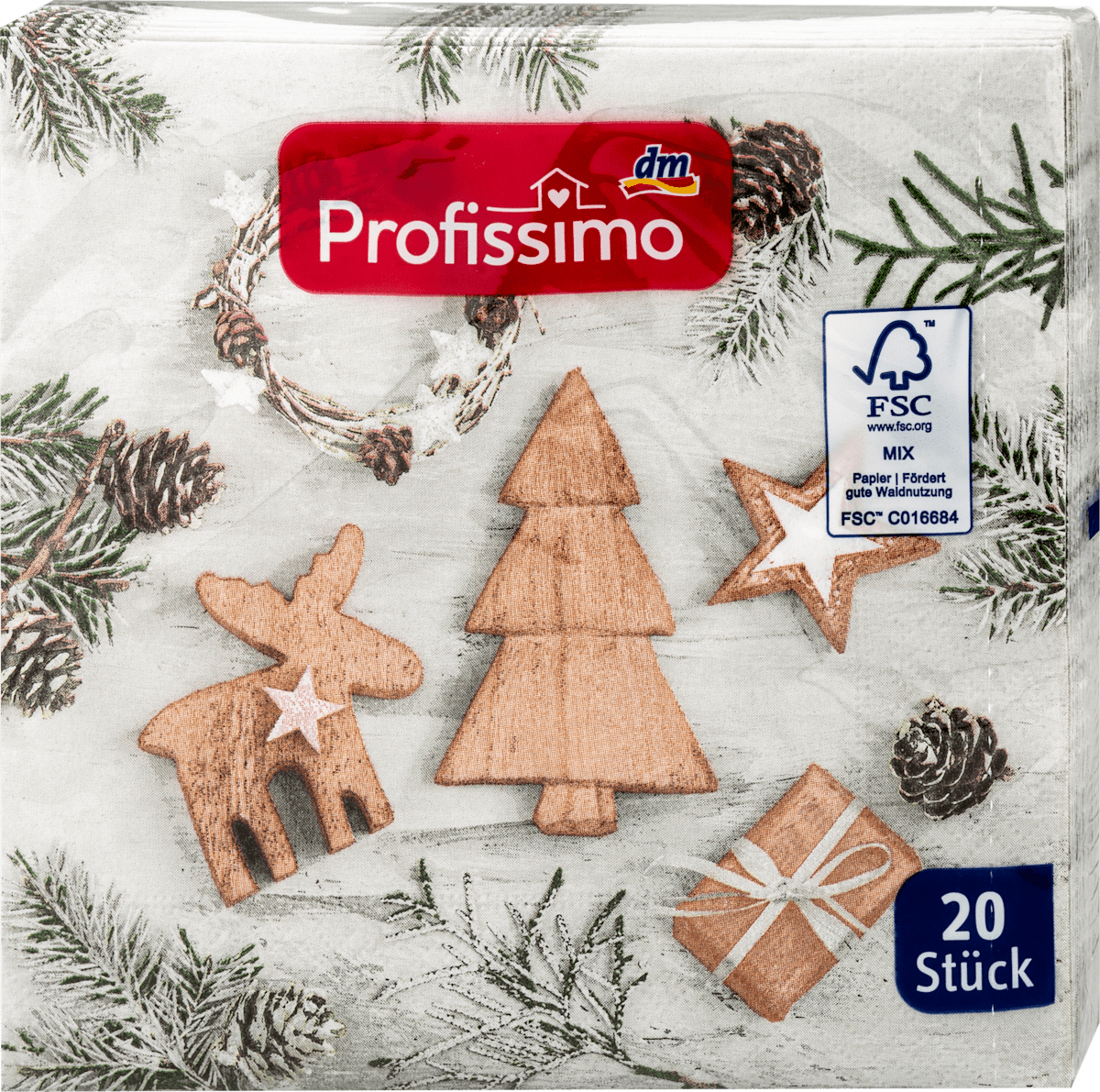Profissimo Servietten Weihnachtsdekoration (33x33 cm), 20 St | dm.at
