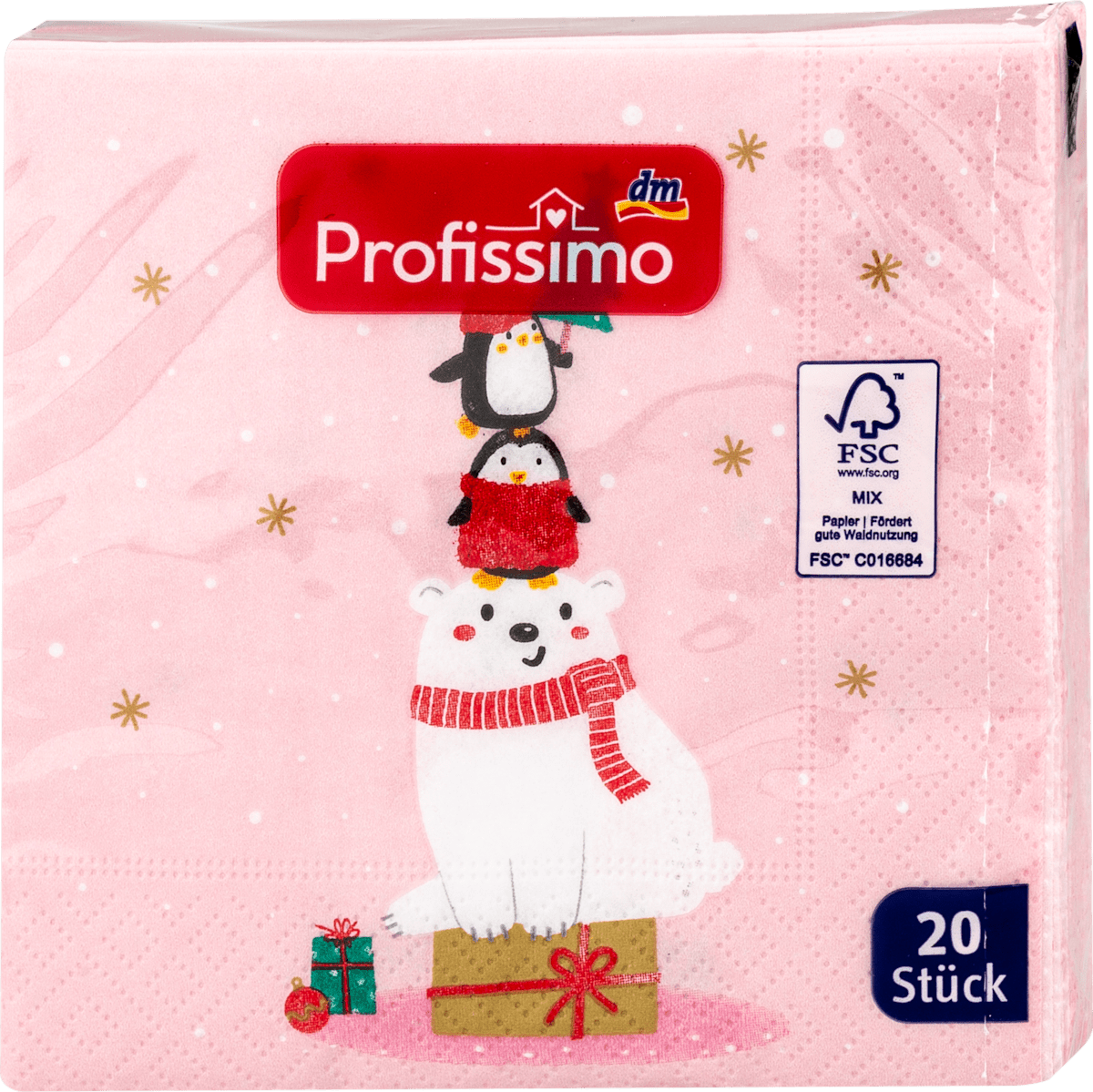 Profissimo Cocktailservietten Eisbär mit Pinguin (25x25 cm), 20 St | dm.at