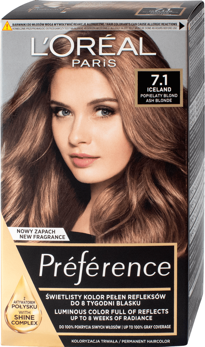 L'ORÉAL PARiS PRÉFÉRENCE Boja za kosu Iceland L 7.1 Ash Blonde, 1 kom ...