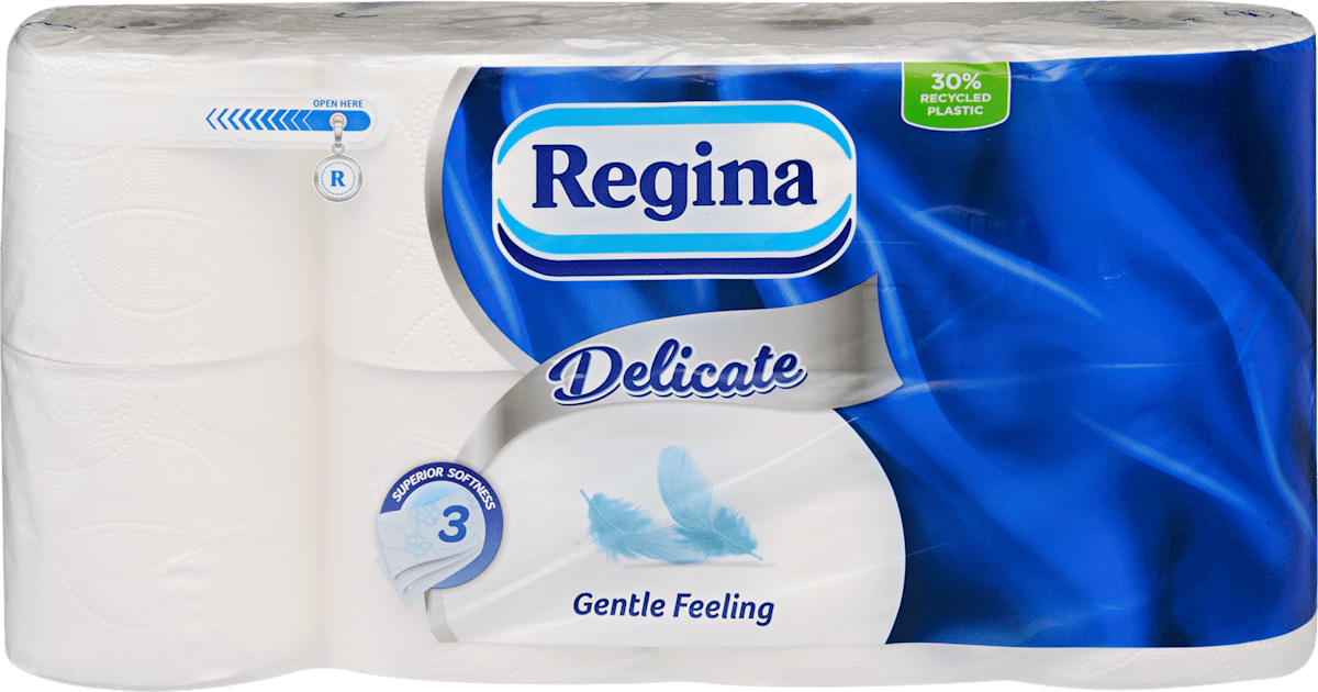 Regina Delicate toalettpapír, Gentle Feeling, 8 tekercs, 3 rétegű, 1 200 lap | dm.hu