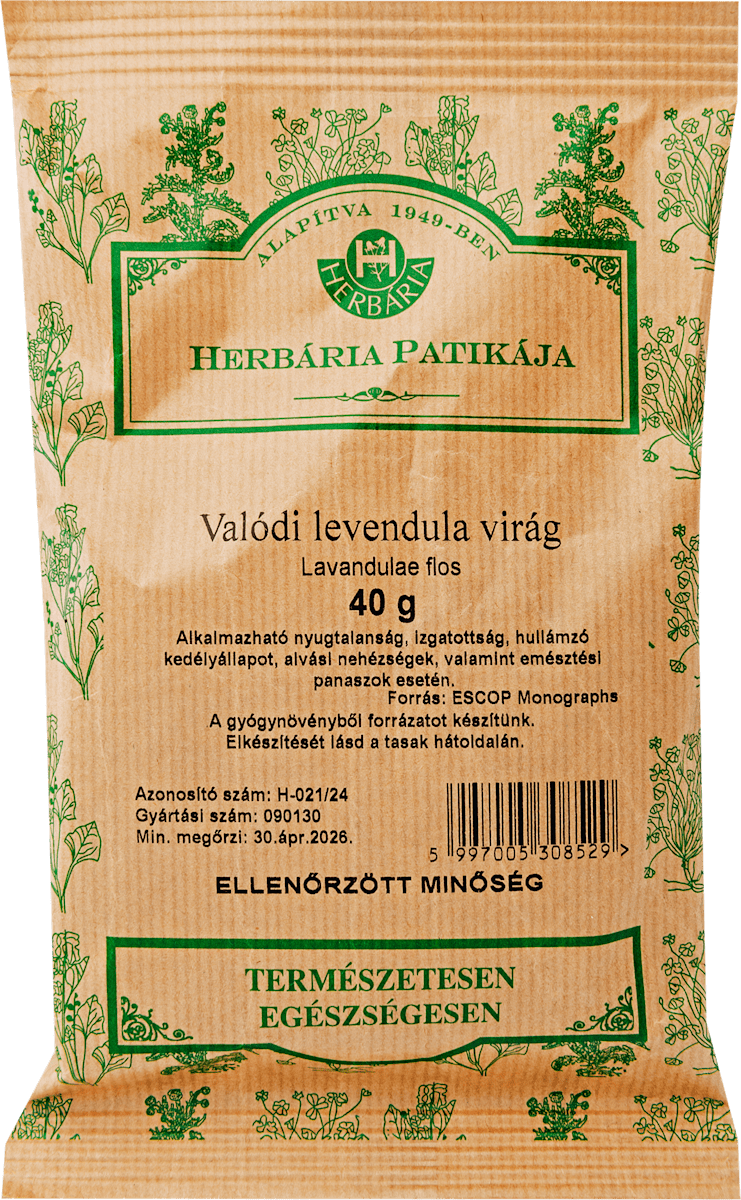HERBÁRIA Valódi levendula virág tasakos tea, 40 g | dm.hu