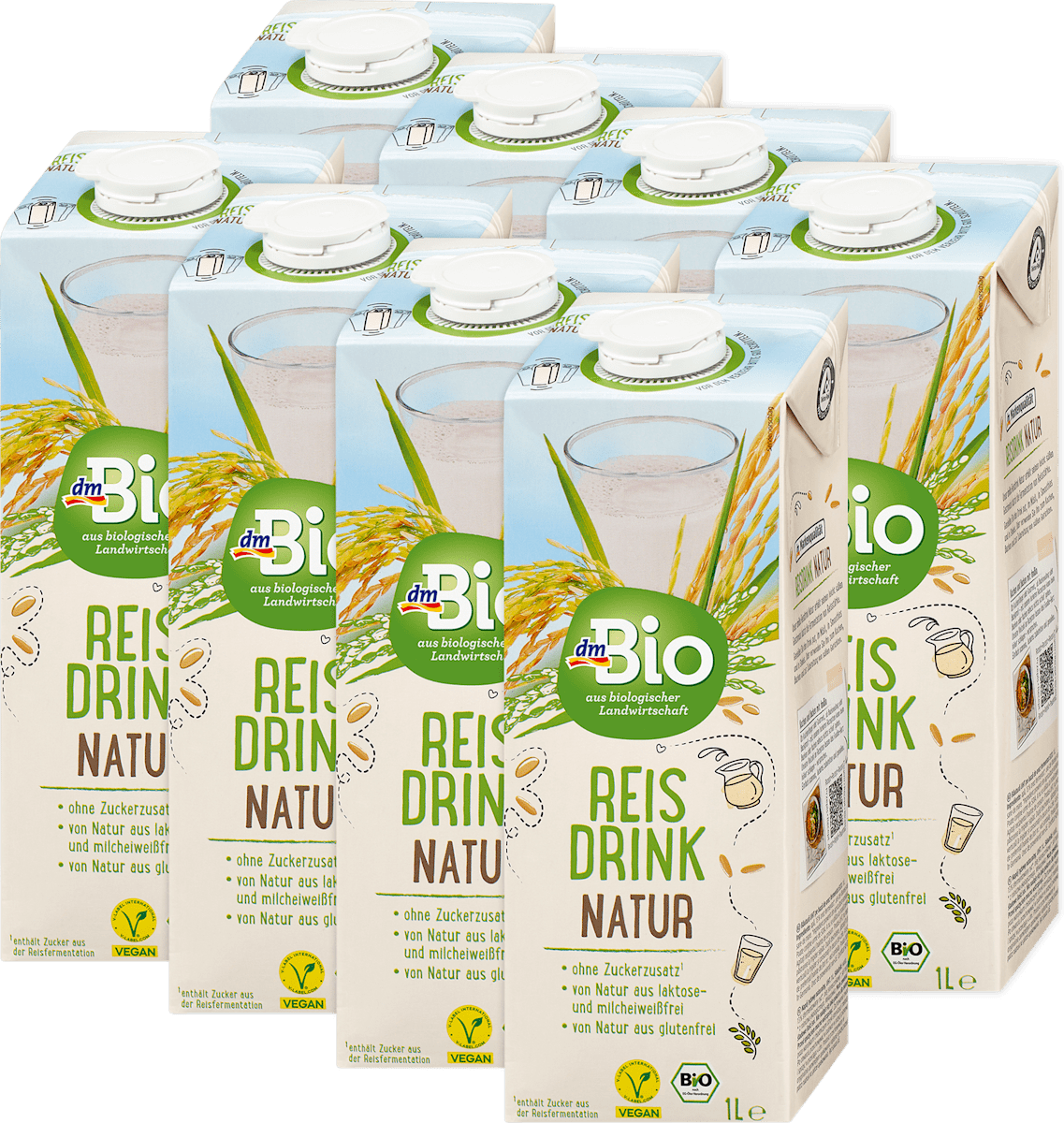 dmBio Bio rižev napitek Natur, 8 x 1 L, 8 l | dm.si
