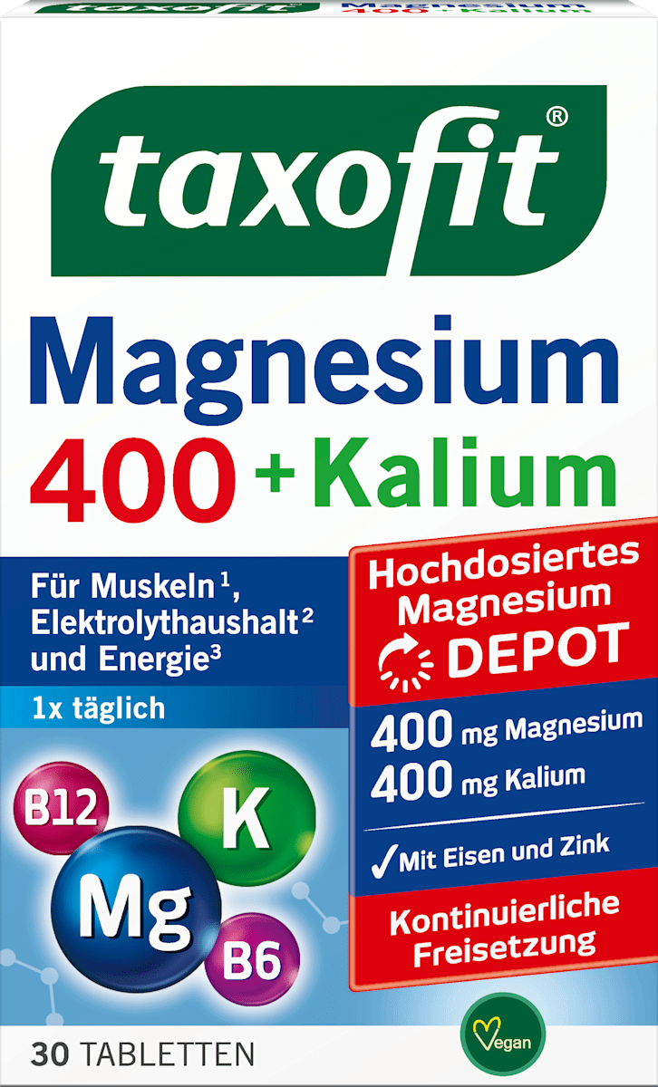 taxofit Magnesium 400 + Kalium Tabletten 30 St, 63 g dauerhaft günstig ...