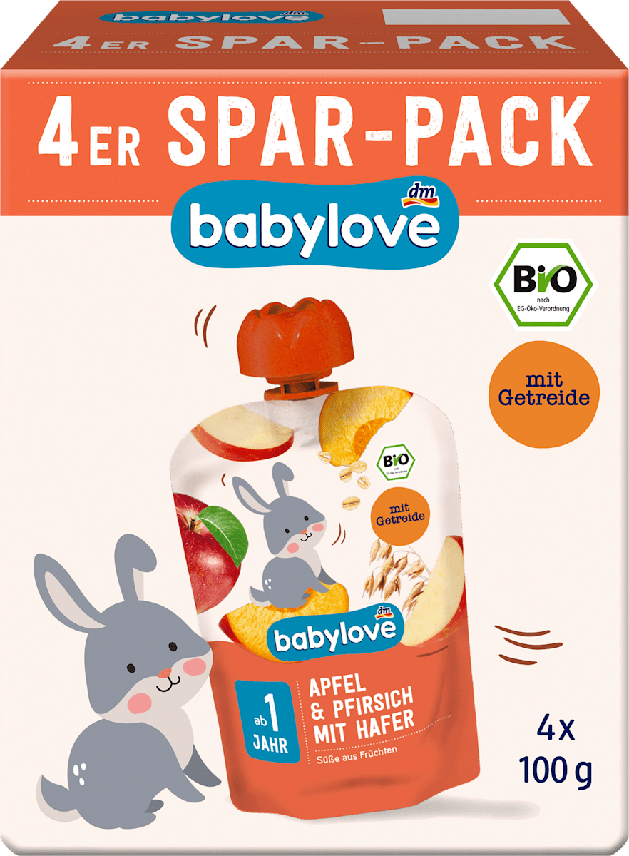 babylove Quetschie Apfel & Pfirsich mit Hafer ab 1 Jahr, 400 g dauerhaft günstig online kaufen ...