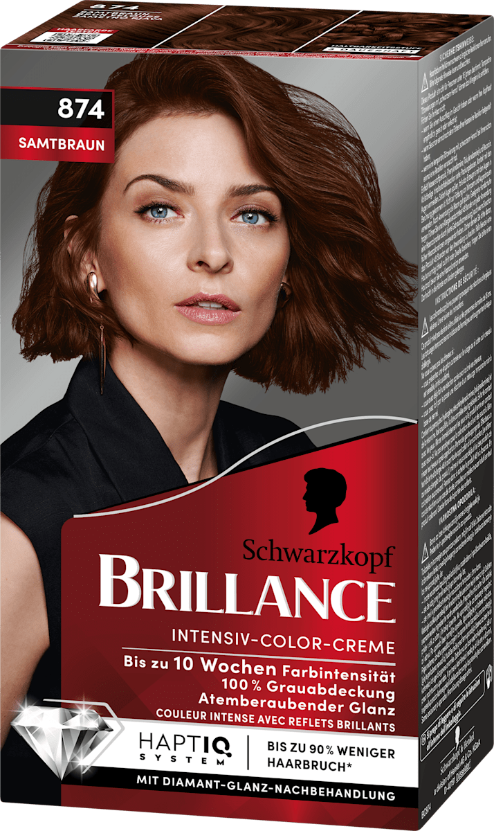 Schwarzkopf Brillance Barva za lase 874 Žametno rjava, 1 kos | dm.si