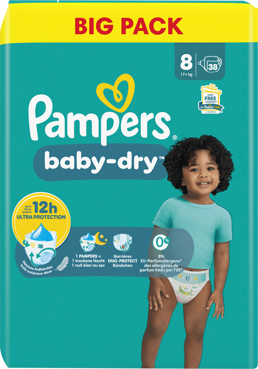 Pampers Windeln Baby Dry Gr.8 Extra Large (17+ kg), Big Pack, 38 St ...
