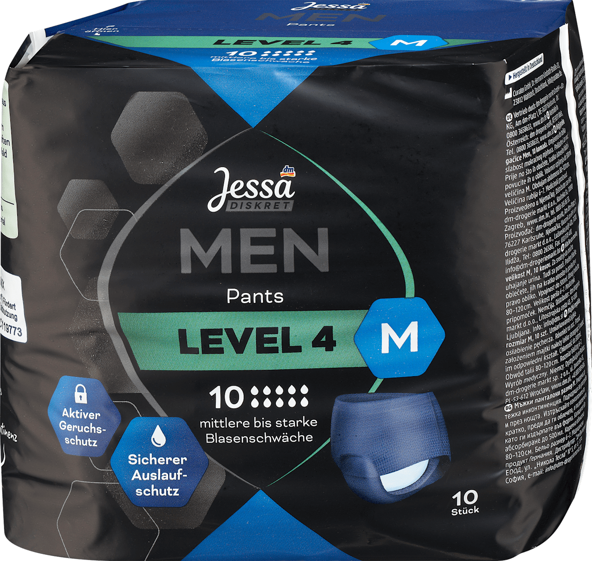 Jessa DISKRET Pants da uomo per incontinenza - taglia M, 10 pz | dm Italia