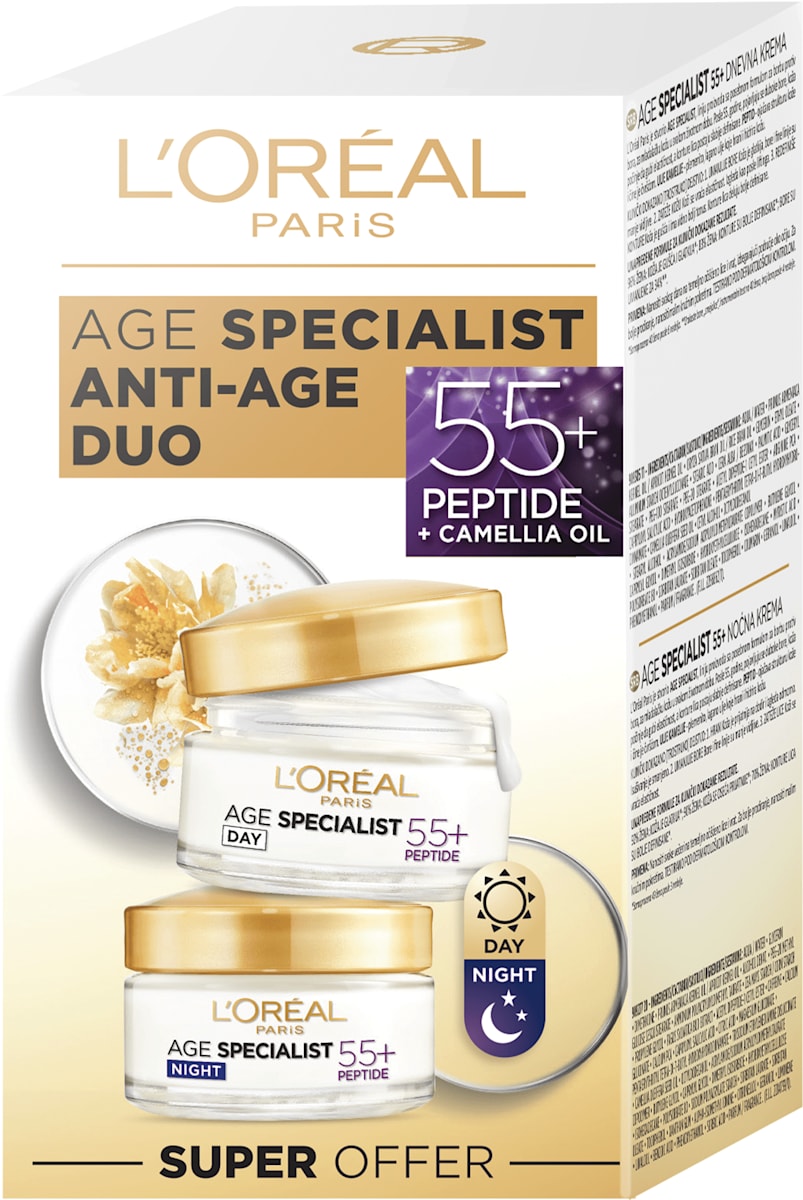 L'ORÉAL PARiS AGE SPECIALIST 55+, duo pack, dnevna krema za lice+ noćna ...