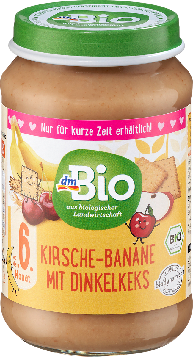 dmBio Früchte Kirsche-Banane mit Dinkelkeks ab dem 6. Monat, 190 g | dm.at
