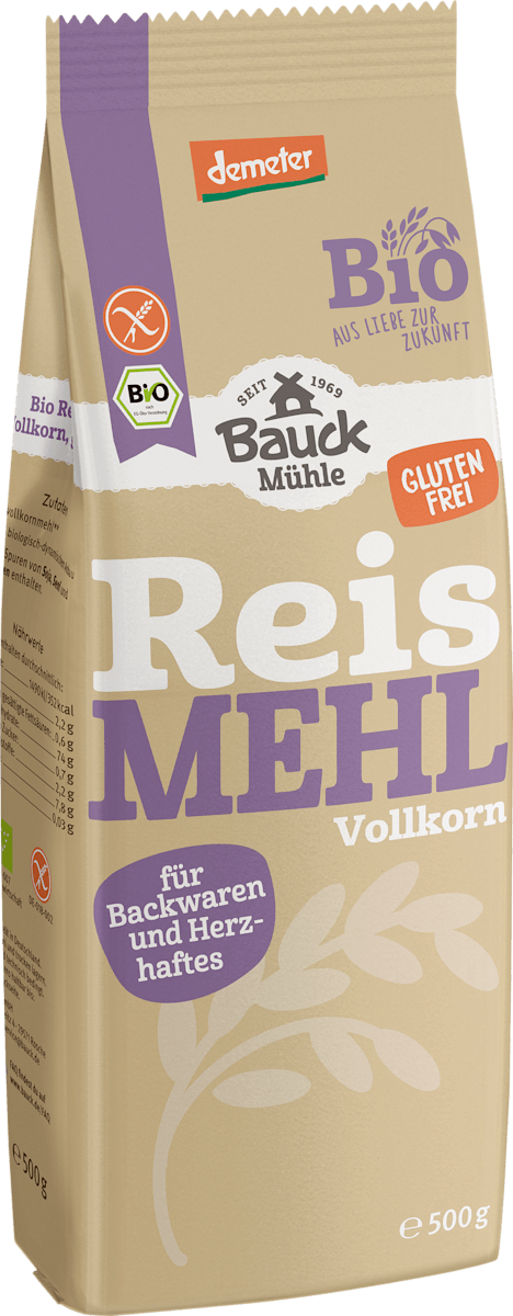 Bauck Mühle Reismehl Vollkorn, glutenfrei, 500 g dauerhaft günstig ...