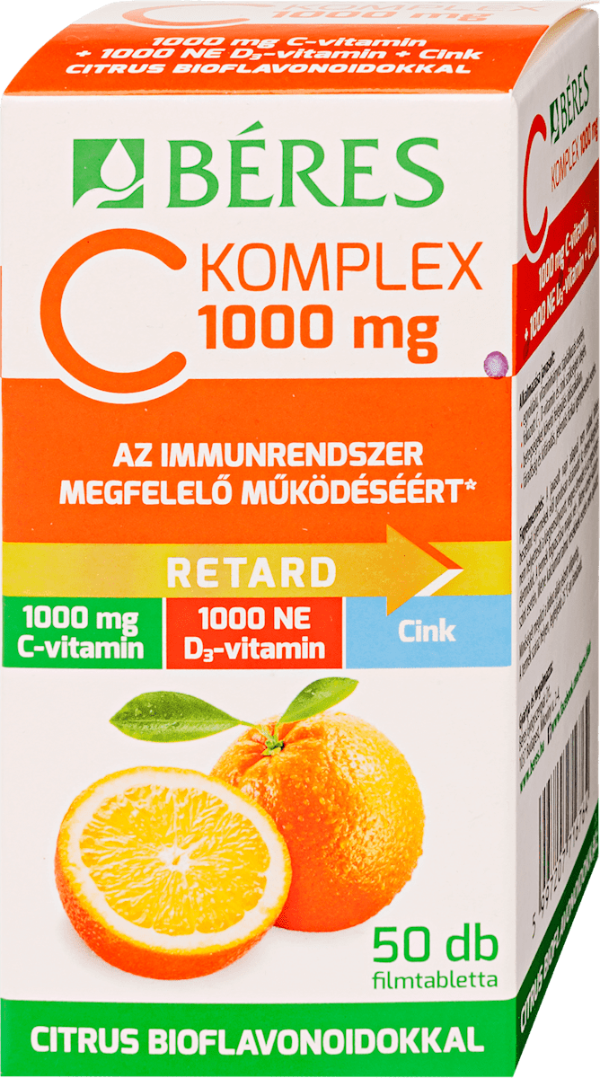 Béres C Komplex 1000 mg filmtabletta D3-vitaminnal, cinkkel és citrus ...