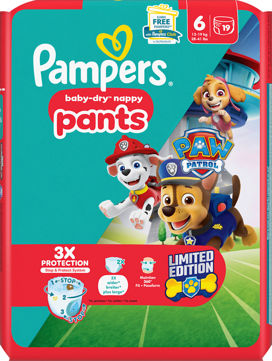 Pampers Baby Pants Baby Dry Paw Patrol Gr. 6 (14-19 kg), 19 St | dm.at