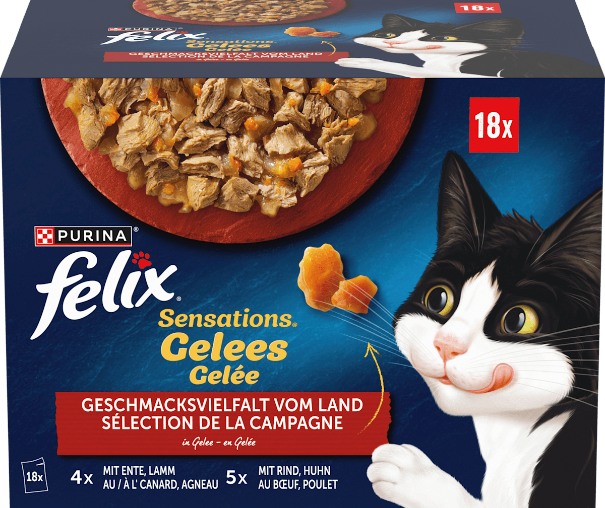 Felix Nassfutter Katze Sensations Gelees Geschmacksvielfalt vom Land ...
