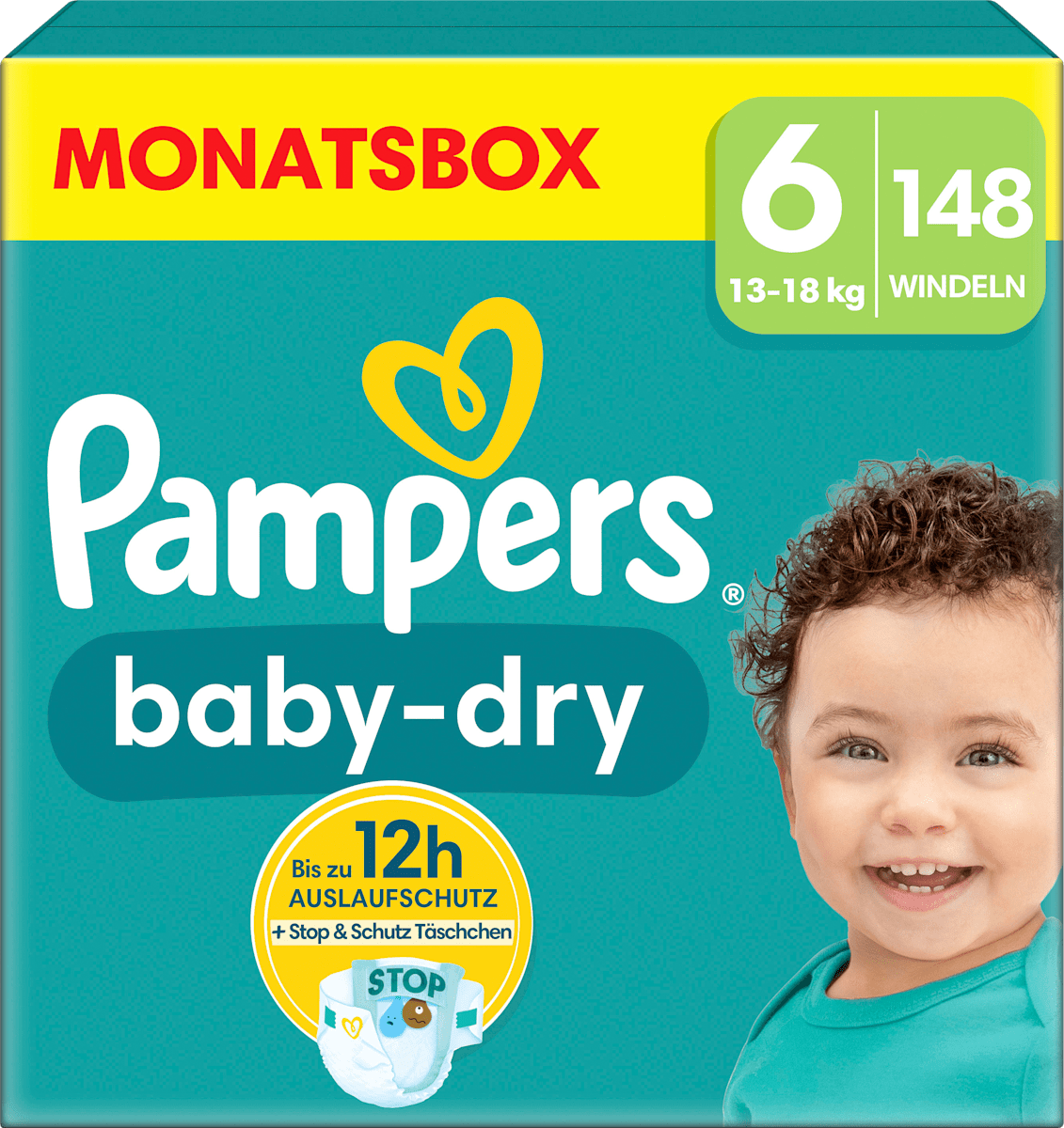 Pampers Windeln Baby Dry Gr.6 Extra Large (13-18 kg), Monatsbox, 148 St ...