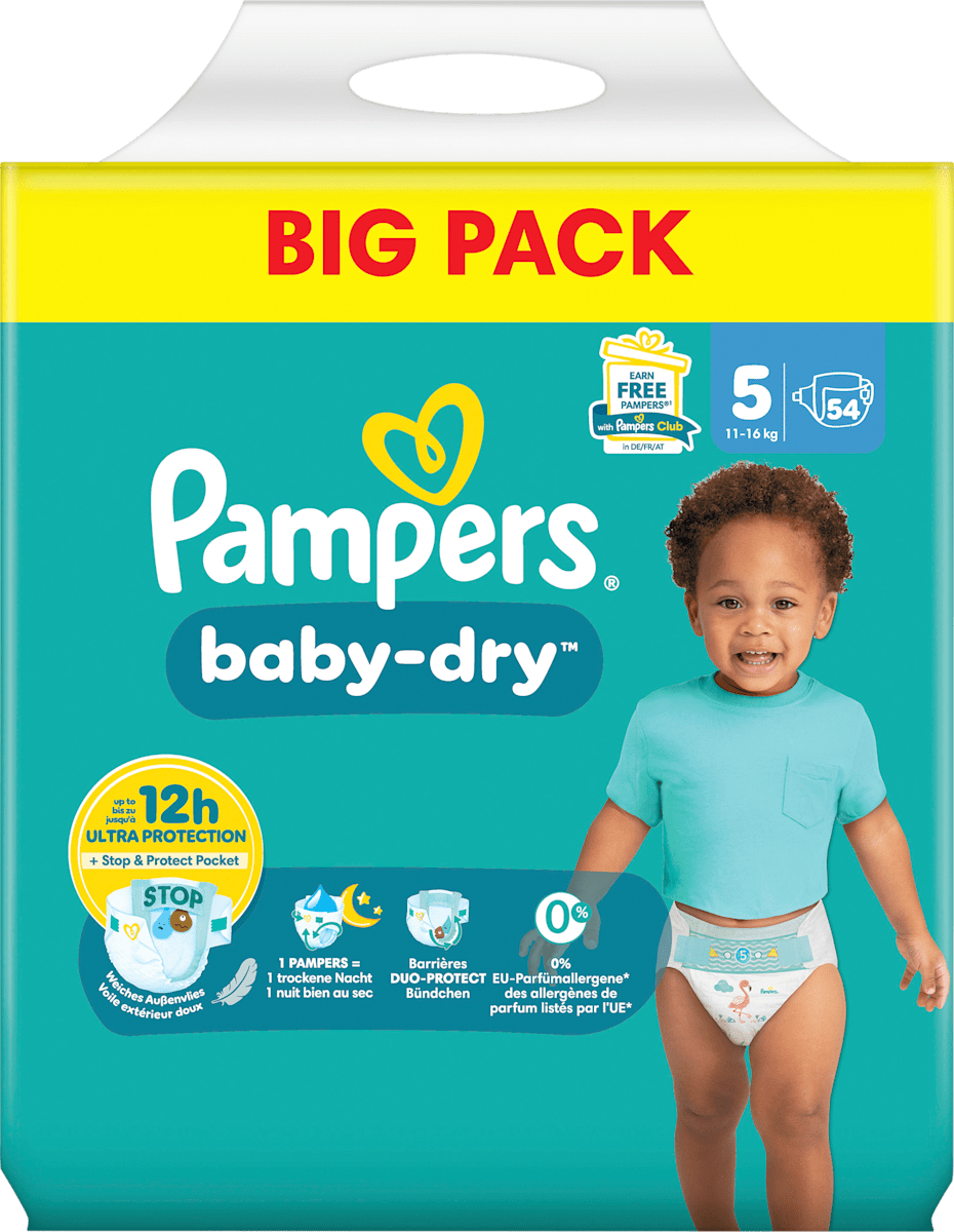 Pampers Windeln Baby Dry Gr. 5 Junior (11-16 kg) Big Pack, 54 St dauerhaft günstig online kaufen ...