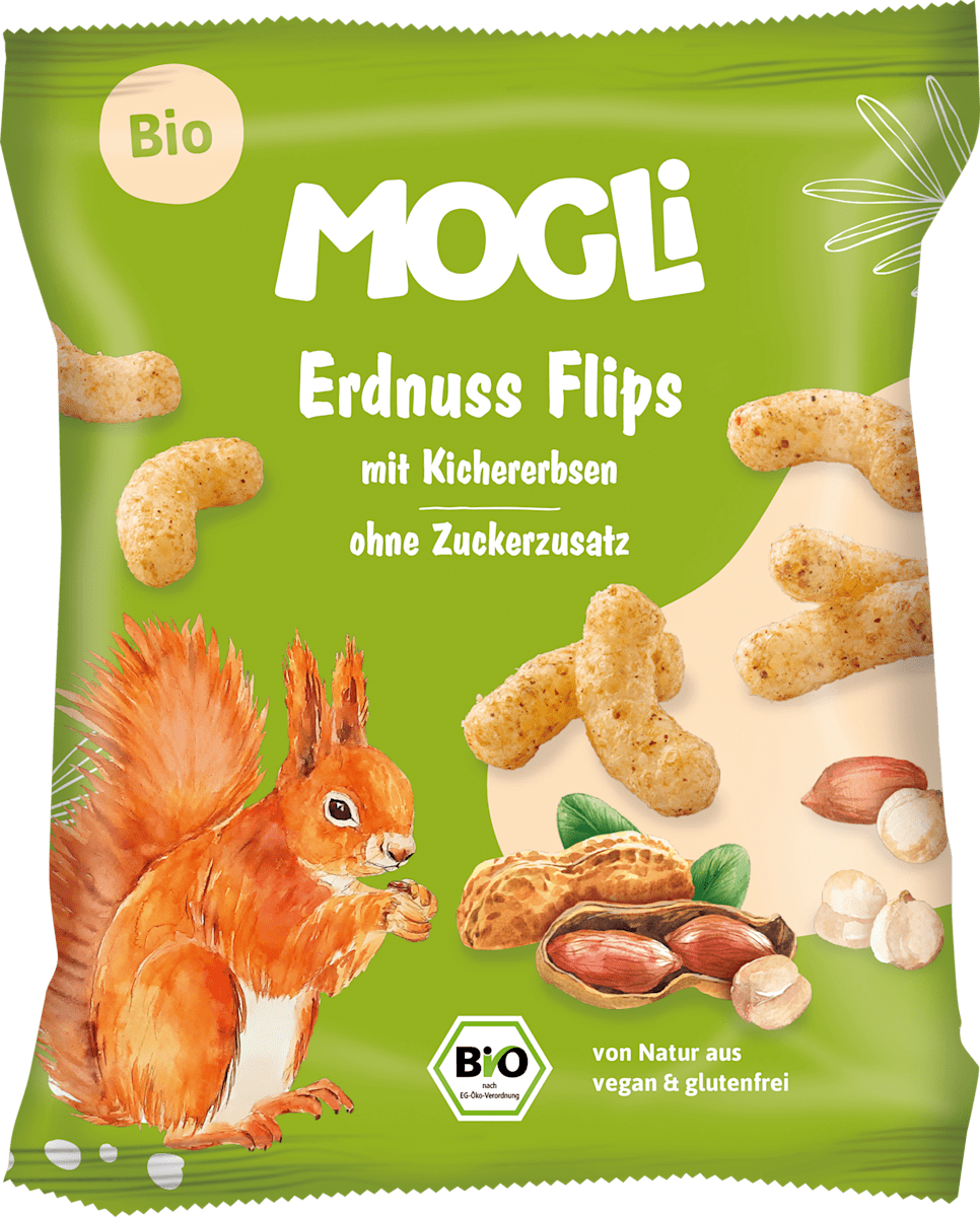 MOGLi Kindersnack Erdnuss Flips mit Kichererbsen, ab 3 Jahre, 30 g ...