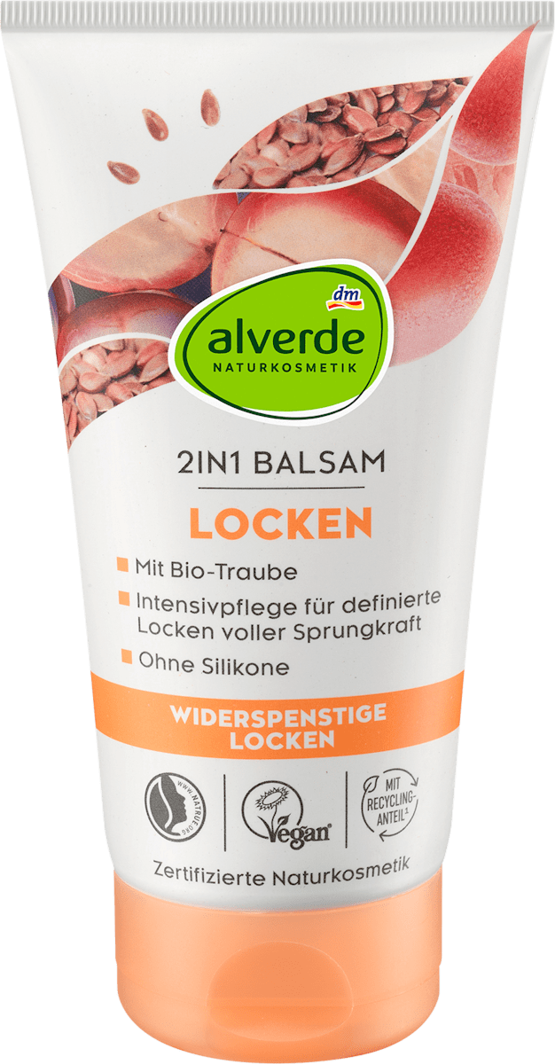 alverde NATURKOSMETIK 2in1 Balsam Locken Traube, Leinsamen, 150 ml ...