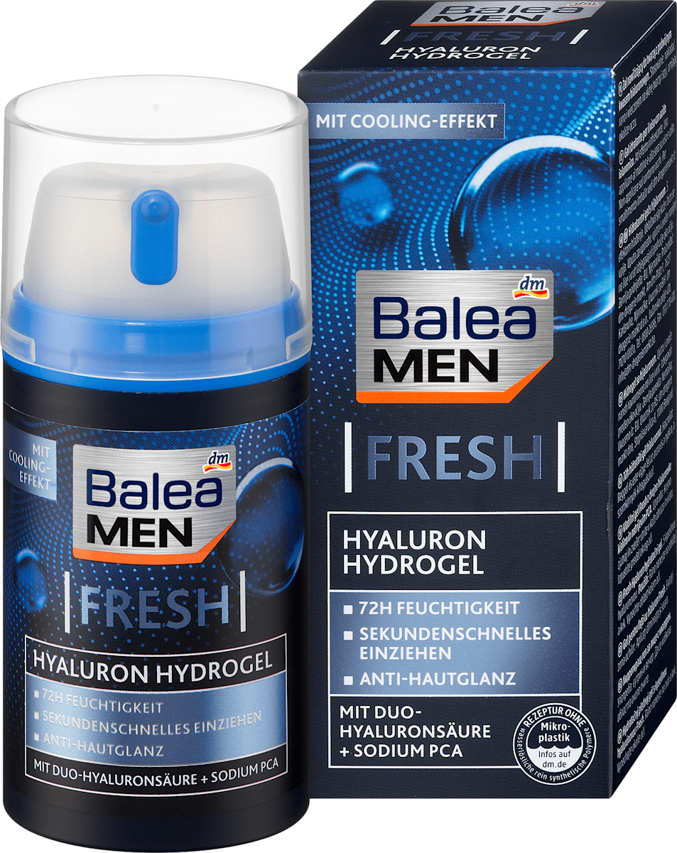 Balea MEN Gesichtscreme Fresh Hyaluron Hydro Gel, 75 ml dauerhaft ...