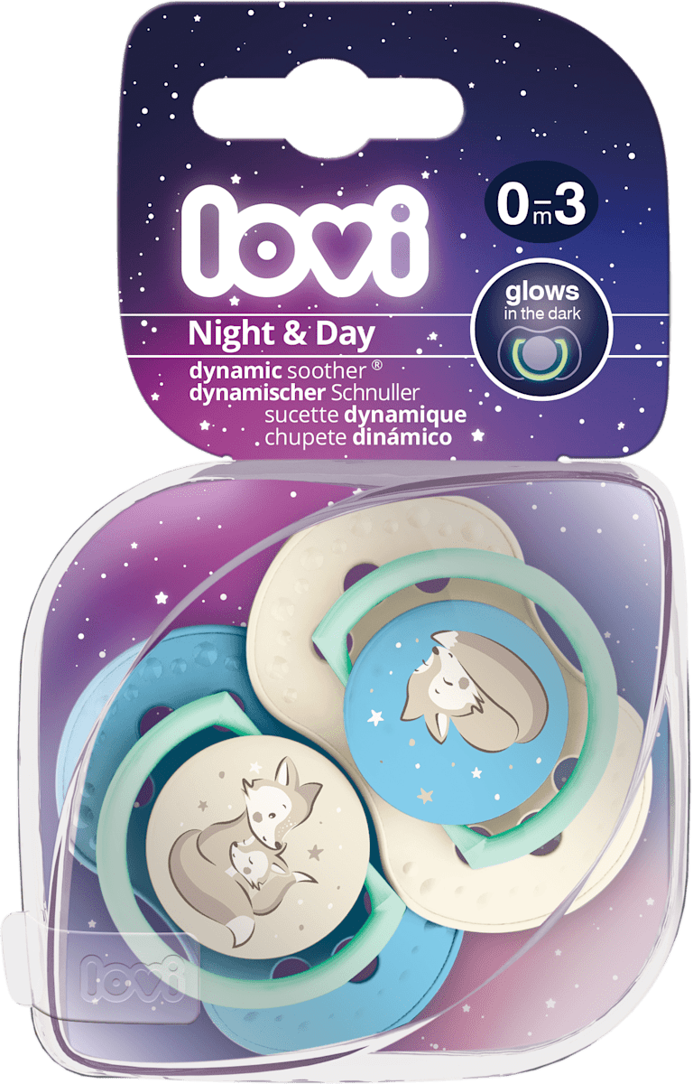 LOVI Smoczek silikonowy dynamiczny 0-3 m Night & Day Boy, 2 szt. kupuj w zawsze korzystnych ...