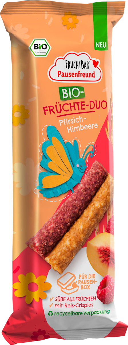 FRUCHTBAR Pausenfreund Kindersnack Pausenfreund Früchte-Duo, Pfirsich ...