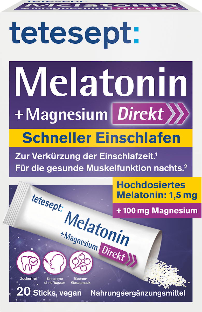 tetesept Melatonin Magnesium Direkt Sticks 20 St, 36 g dauerhaft ...