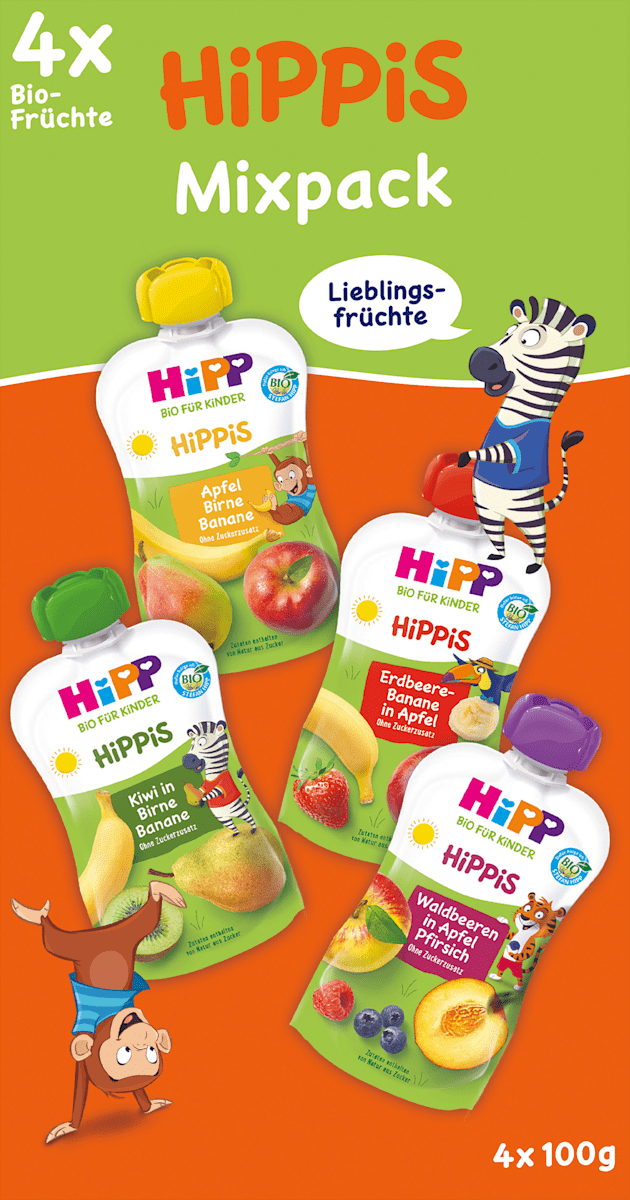 HiPP Quetschie Hippis Mix-Pack ab 1 Jahr (4x100 g), 400 g dauerhaft günstig online kaufen | dm.de