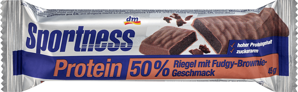Sportness Proteinriegel 50%, Fudgy Brownie Geschmack, 45 g dauerhaft ...
