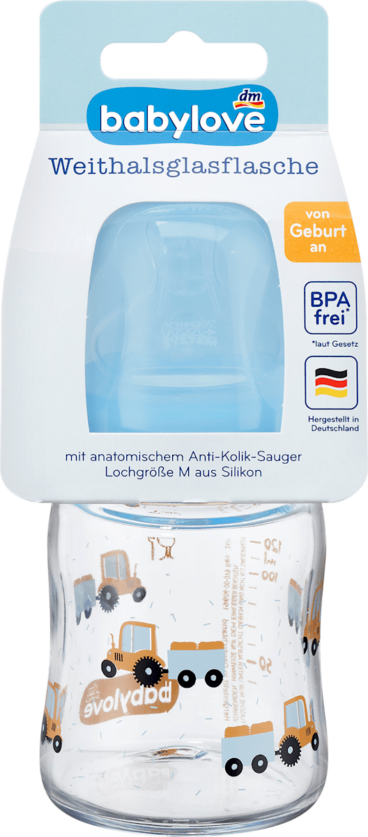 babylove Babyflasche aus Glas Weithals, 120ml, blau, 1 St dauerhaft günstig online kaufen | dm.de