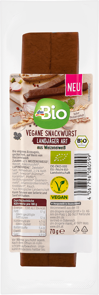 dmBio Vegane Snackwurst Landjäger Art, 70 g dauerhaft günstig online kaufen | dm.de