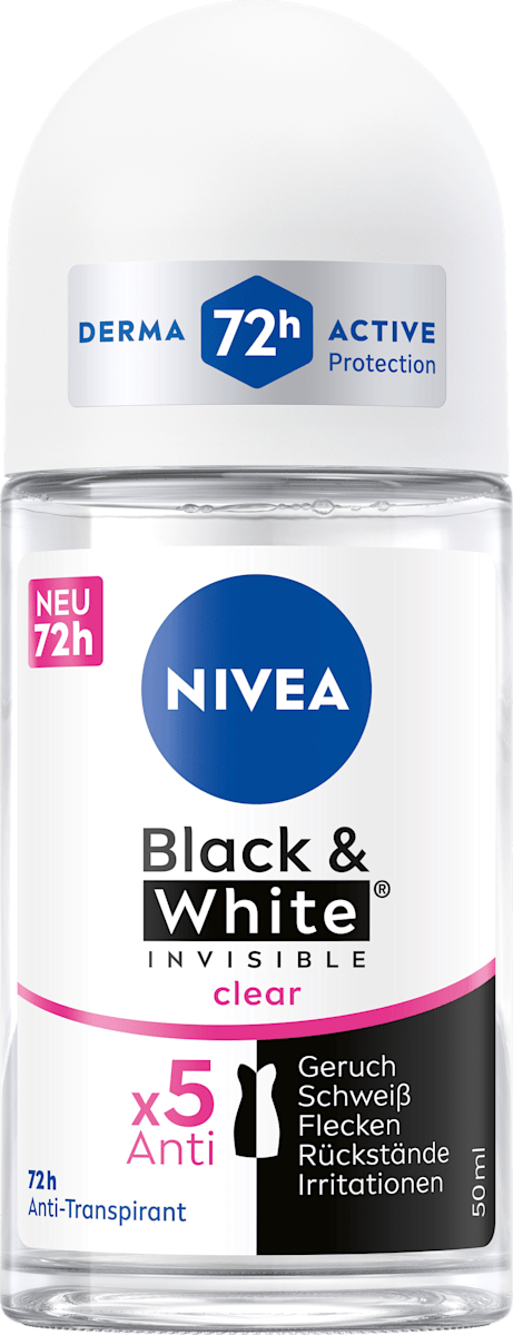 NIVEA Antitranspirant Deo Roll-on Black & White Invisible clear, 50 ml ...