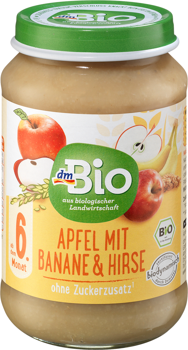 dmBio Frucht & Getreide Apfel mit Banane und Hirse ab dem 6. Monat, 190 ...