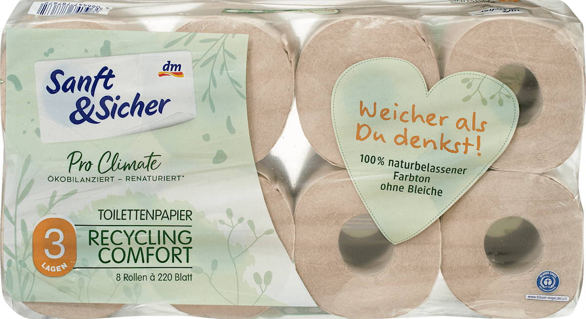 Sanft&Sicher Toilettenpapier Recycling 3-lagig, 8 St | dm.at