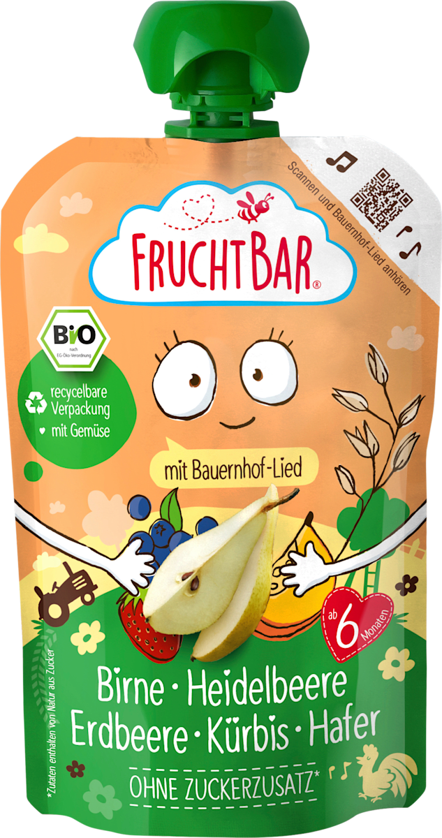 FruchtBar Quetschie Birne, Heidelbeere, Erdbeere, Kürbis & Hafer ab dem ...