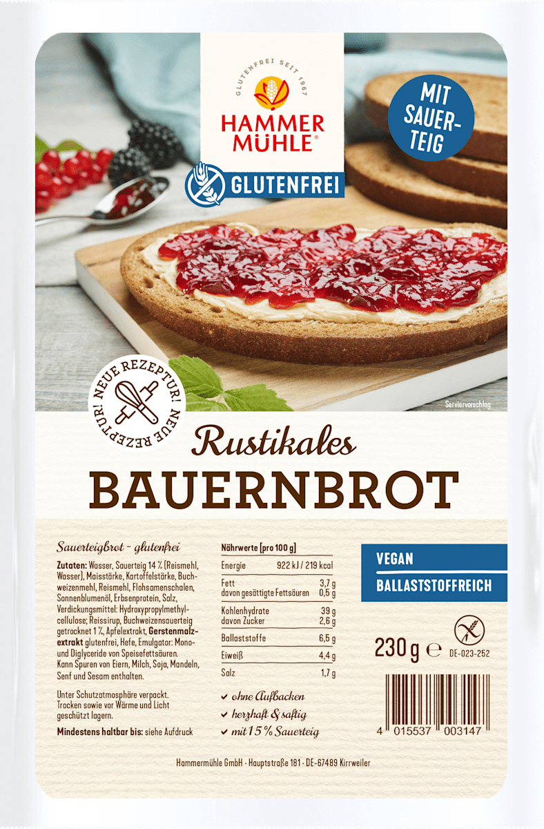Hammermühle Brot, Rustikales Bauernbrot, 230 g dauerhaft günstig online ...