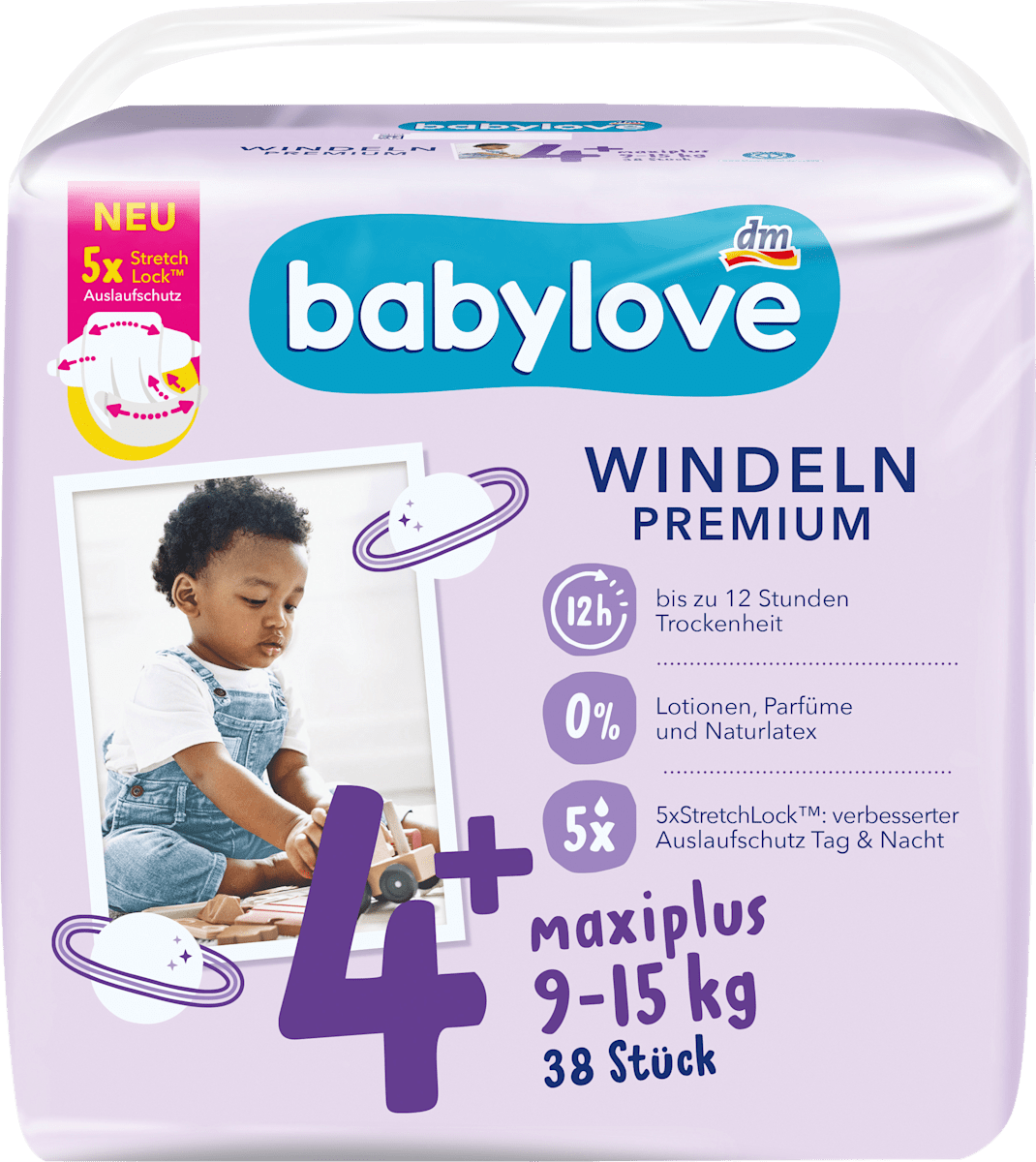 babylove Windeln Premium Gr. 4+, Maxiplus, 9-15 kg, 38 St dauerhaft ...