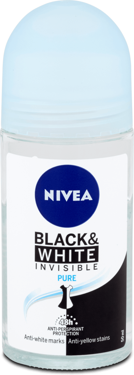 NIVEA Black&White Invisible Pure deo roll-on, 50 ml | dm.rs