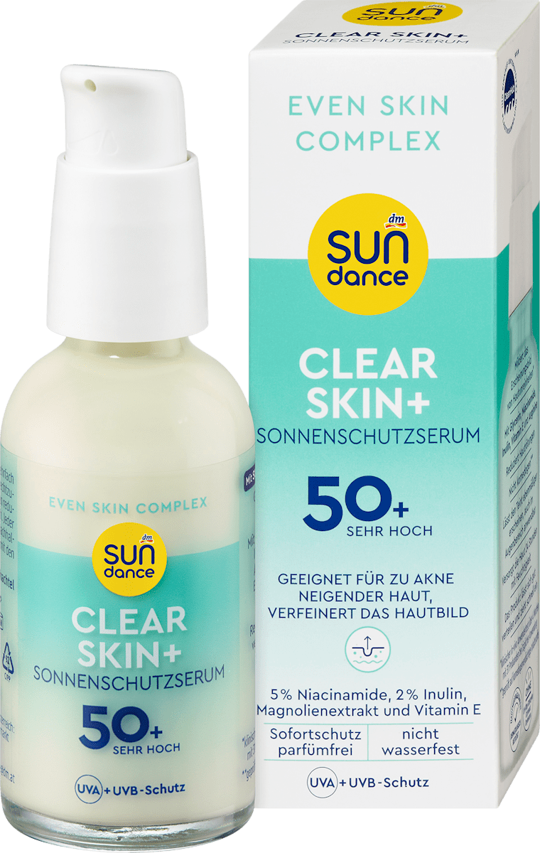 SUNDANCE Sonnenschutzserum Gesicht clear skin+ LSF 50+, 50 ml dauerhaft ...