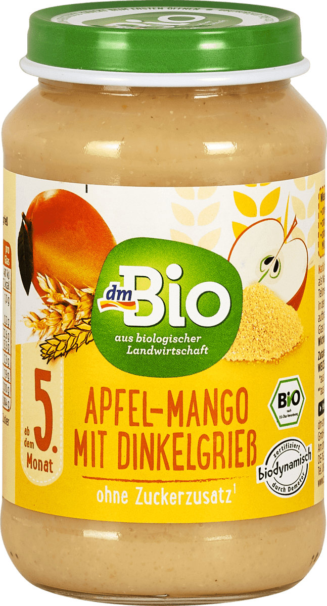 dmBio Frucht & Getreide Apfel-Mango mit Dinkelgrieß ab dem 5. Monat ...
