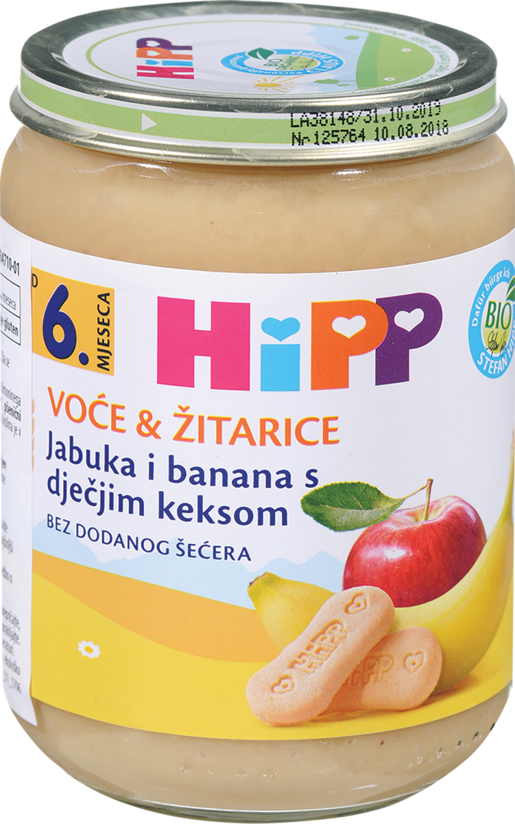 HiPP Kašica - jabuka i banana sa dečijim keksom, od 6. meseca, 190 g | dm.rs