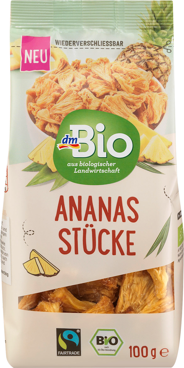 dmBio Sušené kúsky ananásu, 100 g | mojadm.sk