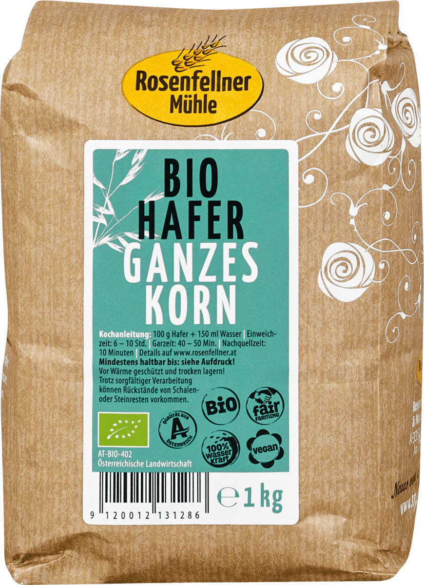 Rosenfellner Mühle Getreide Hafer Bio ganzes Korn, 1 kg | dm.at