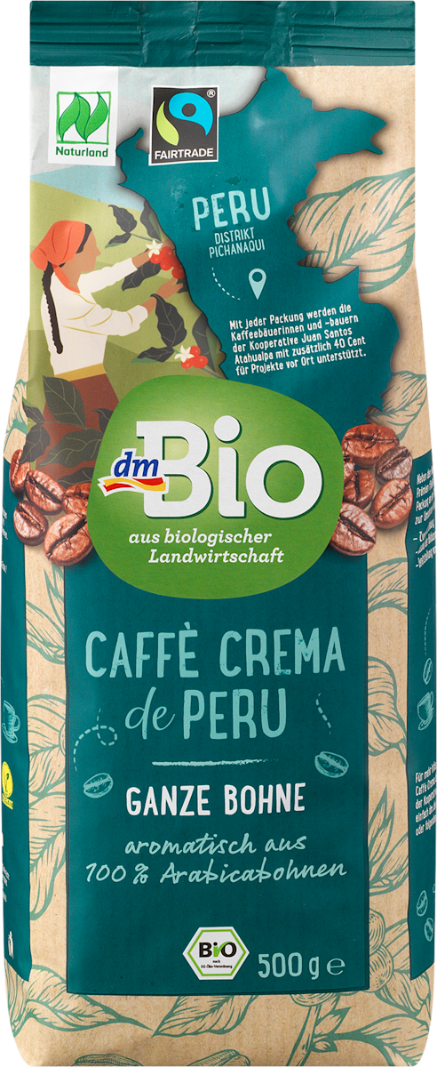 dmBio Kaffee, Caffè Crema de Peru, ganze Bohne, 500 g dauerhaft günstig ...
