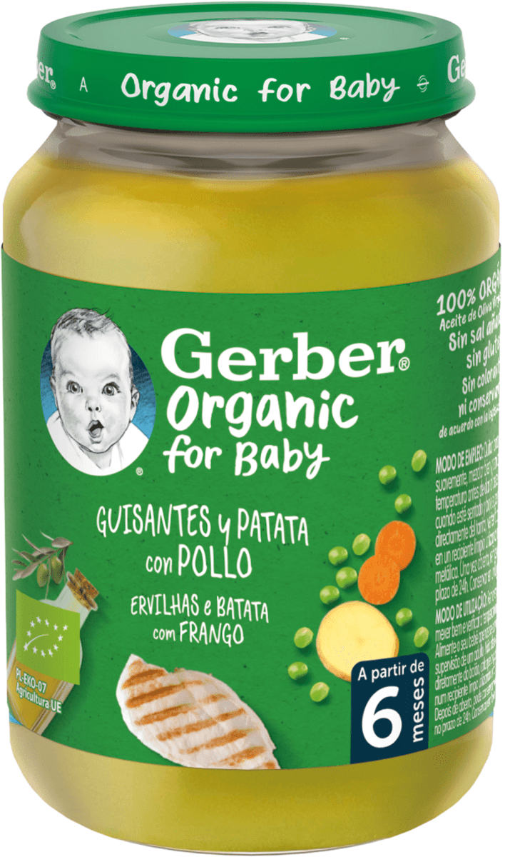 Gerber Organic Bio príkrm hrášok so zemiakmi a kuracím mäsom, 190 g ...